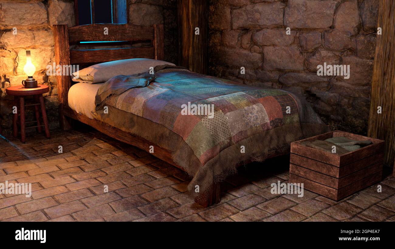 3D rendering of a medieval fairy tale cottage interior Stock Photo - Alamy