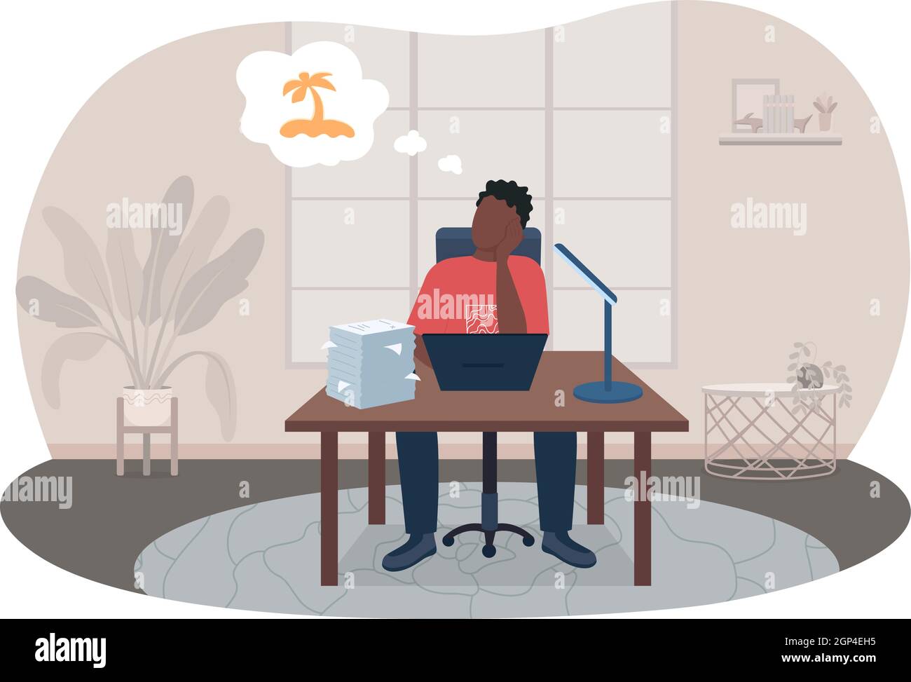 Burnout from work 2D vector isolated illustration Stock Vector Image ...