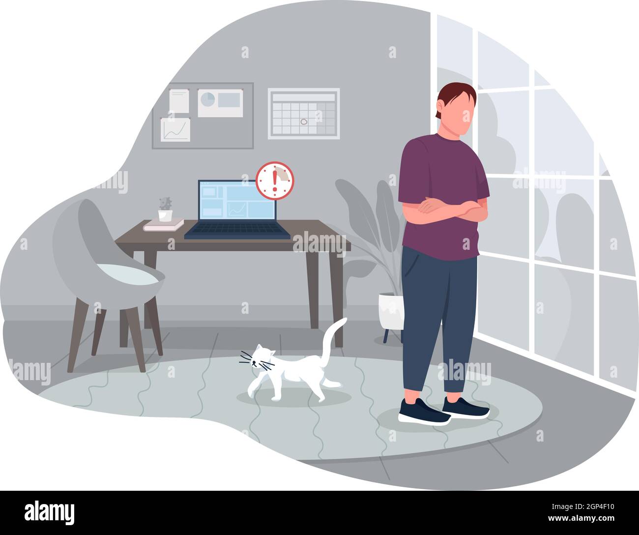 Procrastination from work 2D vector isolated illustration Stock Vector ...