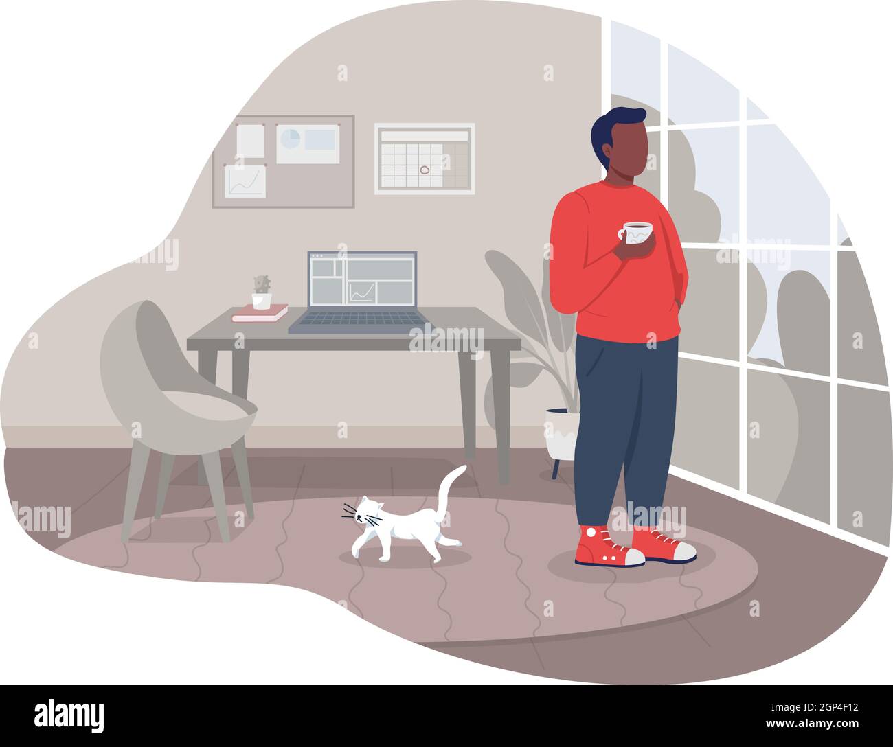 Coffee break at home 2D vector isolated illustration Stock Vector Image ...