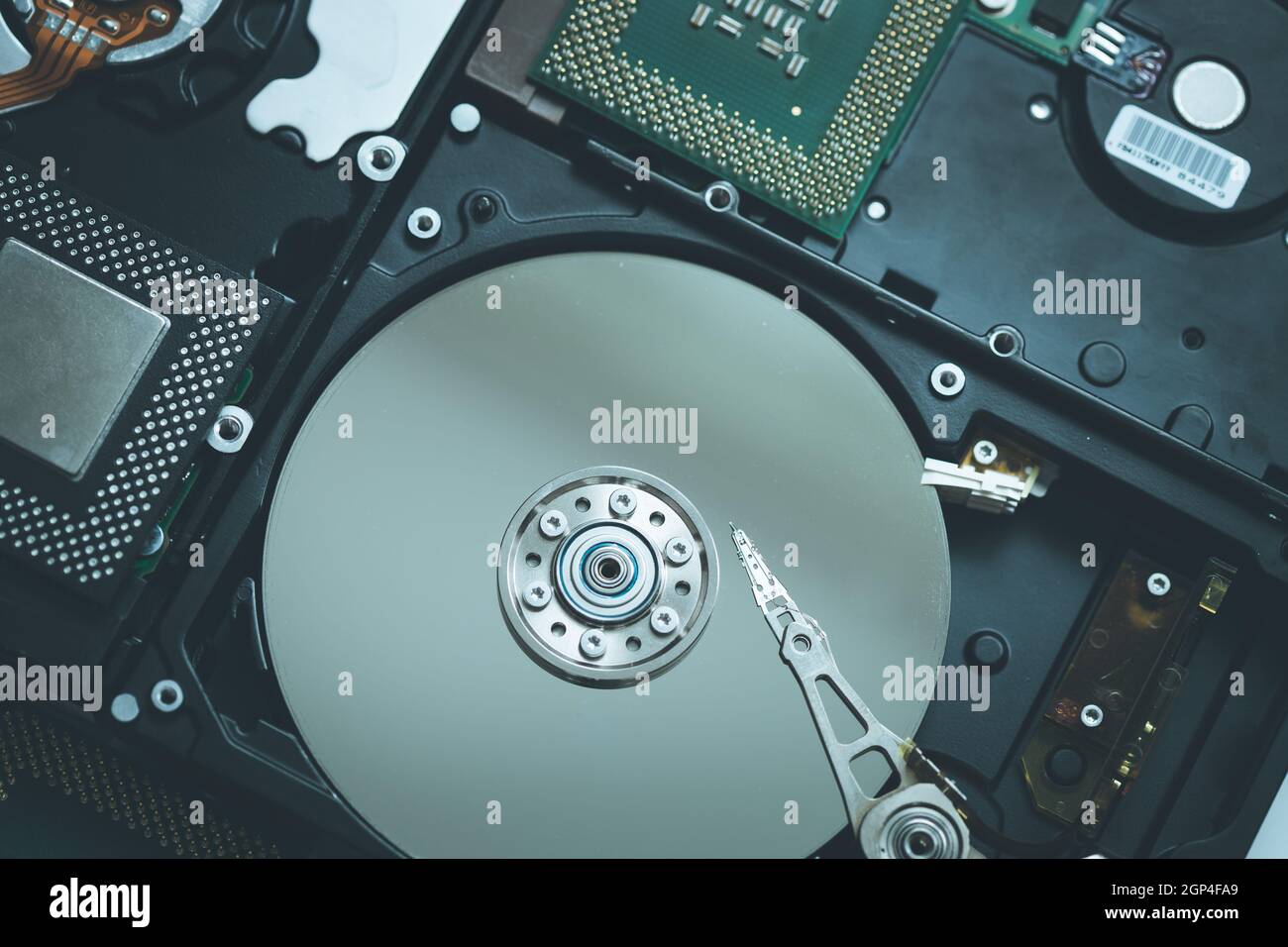 Close up picture of computer hard drive, used in cloud computing Stock ...