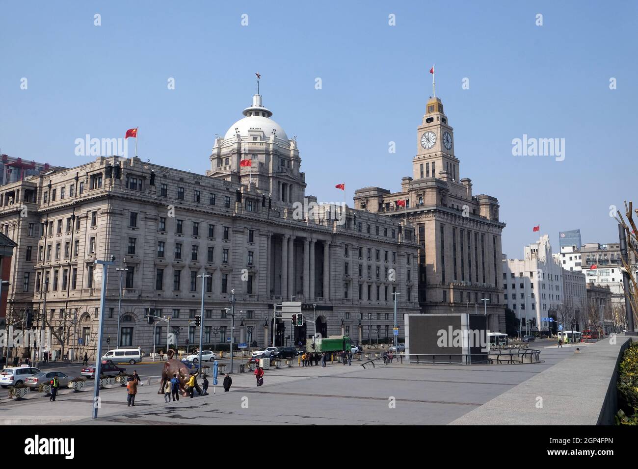 Old buildings and street view in Waitan of Shanghai, China Stock Photo ...