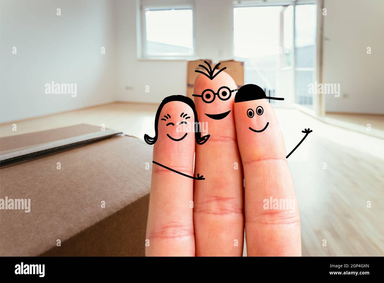 Painted fingers happy family concept moving into a new home Stock Photo ...