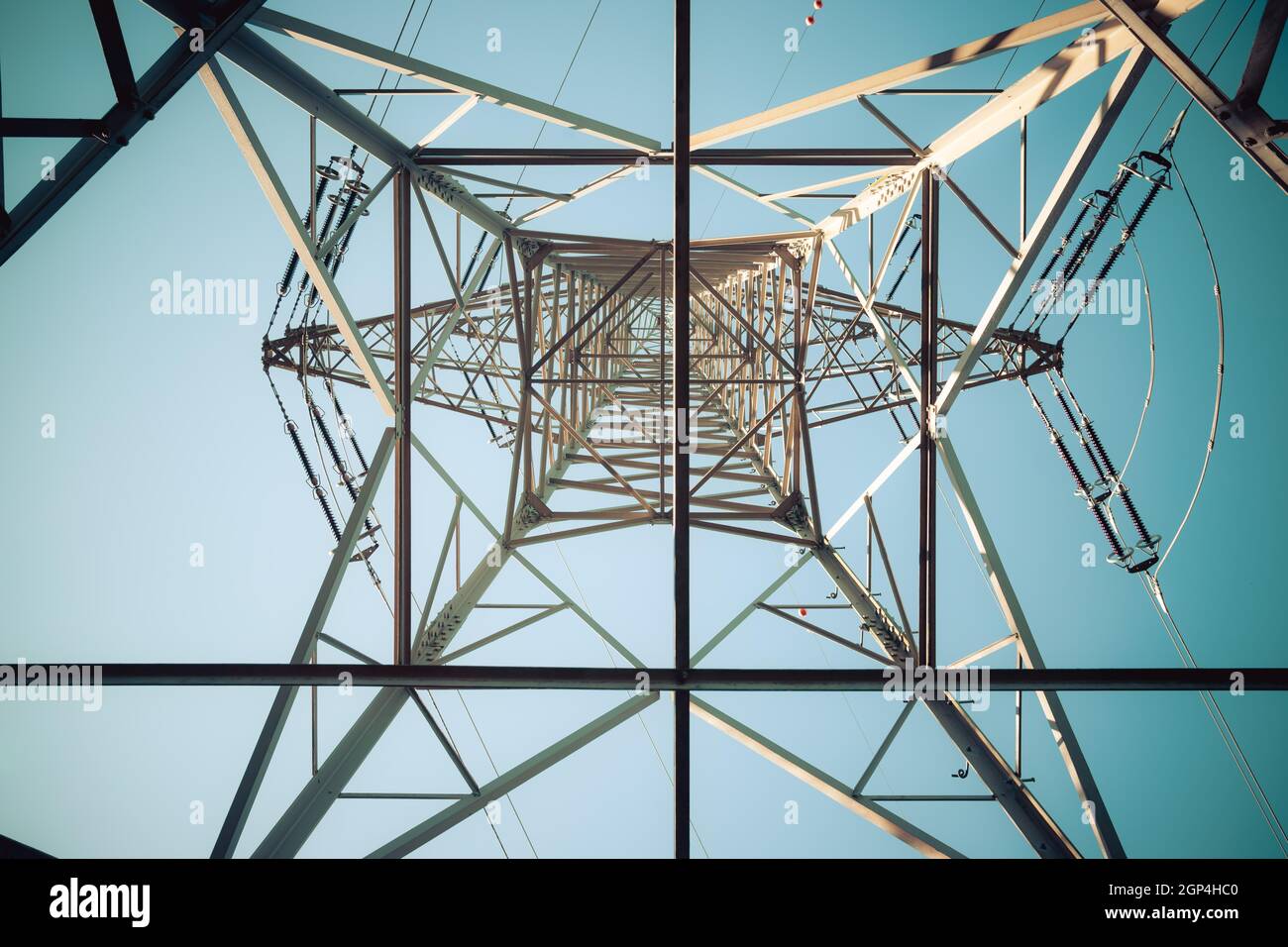 Picture of an electrical tower or pylon, blue sky in the background ...