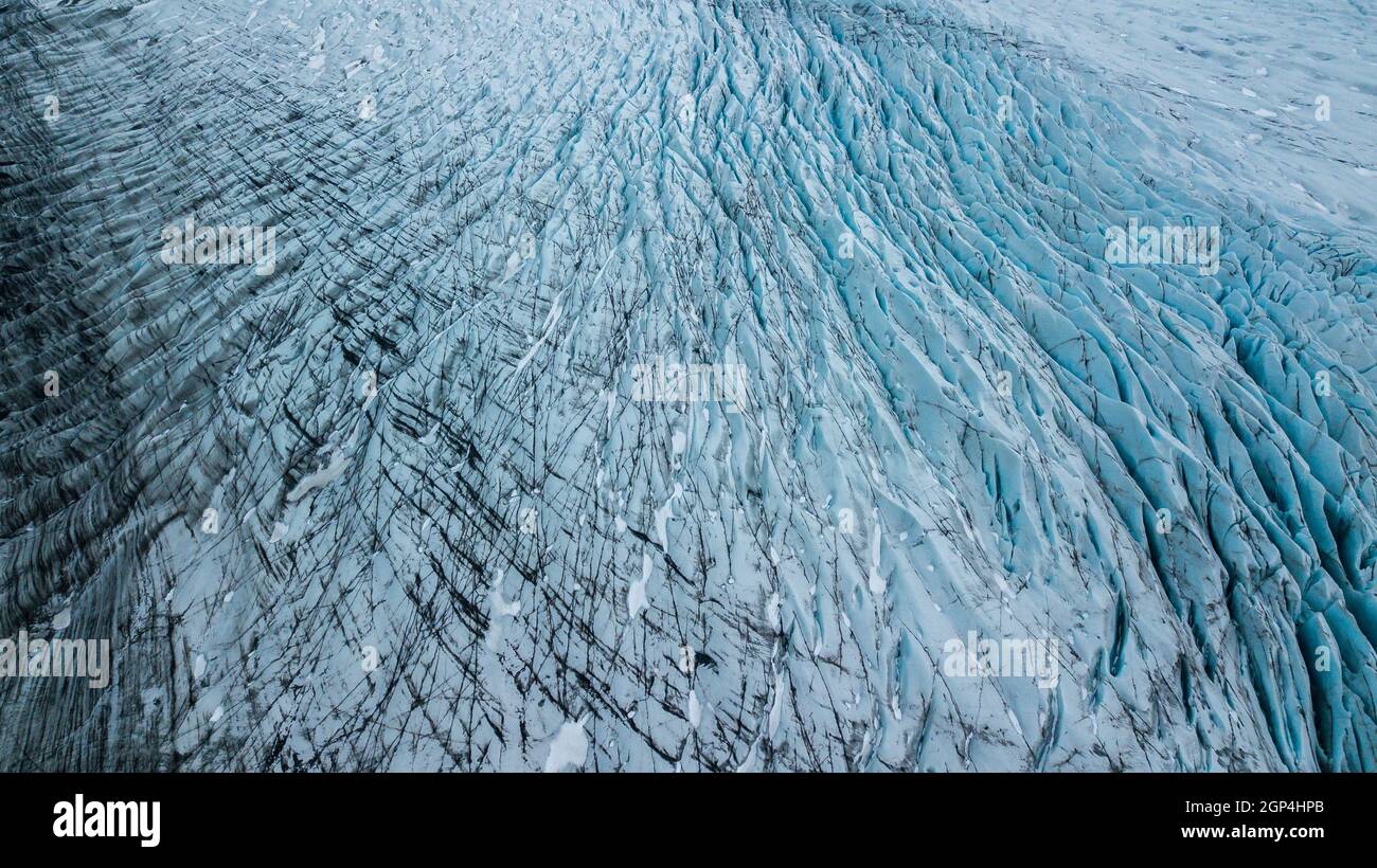 SKAFTAFELL GACIER, ICELAND. AERIAL VIEW OF THE SKAFTAFELL GLACIER IN ...
