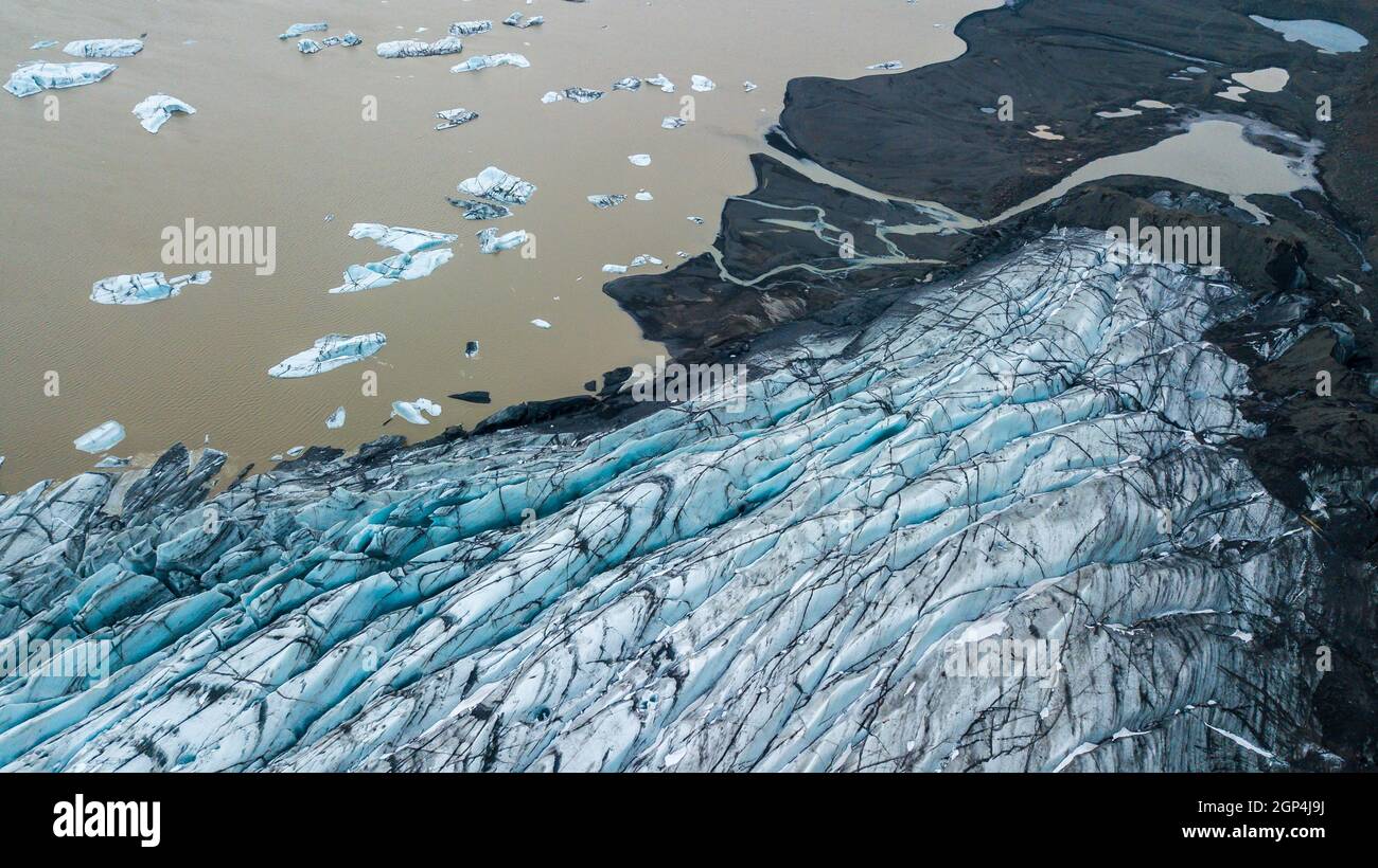 SKAFTAFELL GACIER, ICELAND. AERIAL VIEW OF THE SKAFTAFELL GLACIER IN ...