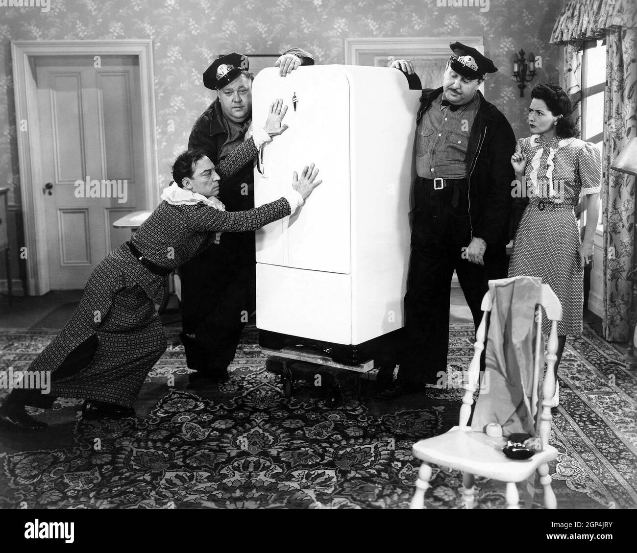 HIS EX MARKS THE SPOT, from left, Buster Keaton, 'Tonnage' Martin ...