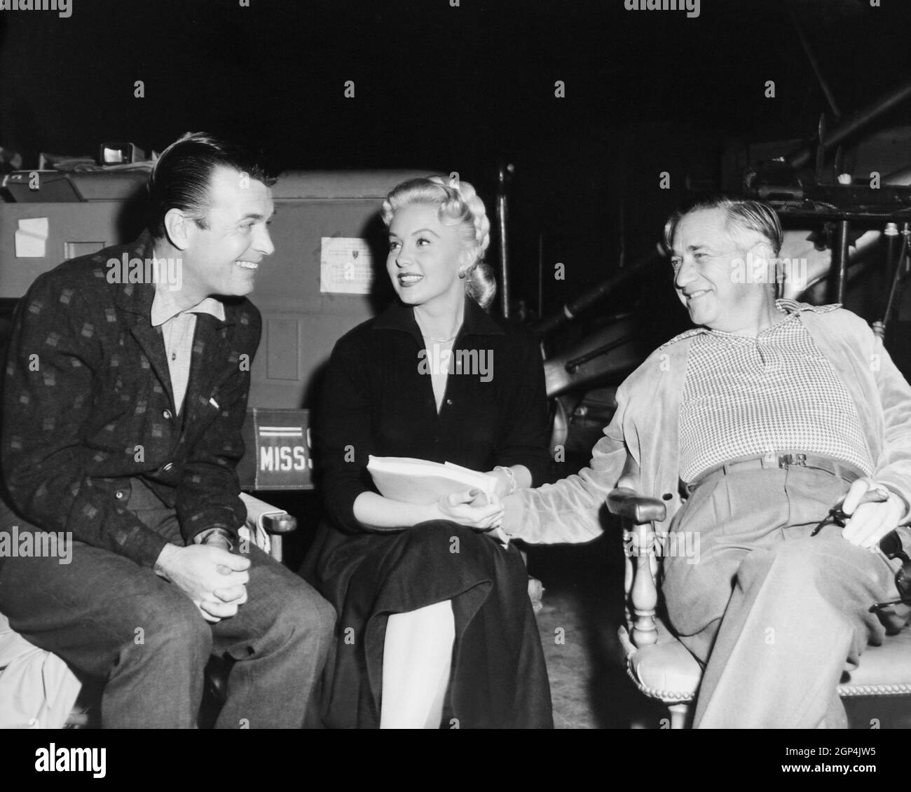HOME BEFORE DARK, from left: Steve Dunne, Rhonda Fleming, director ...