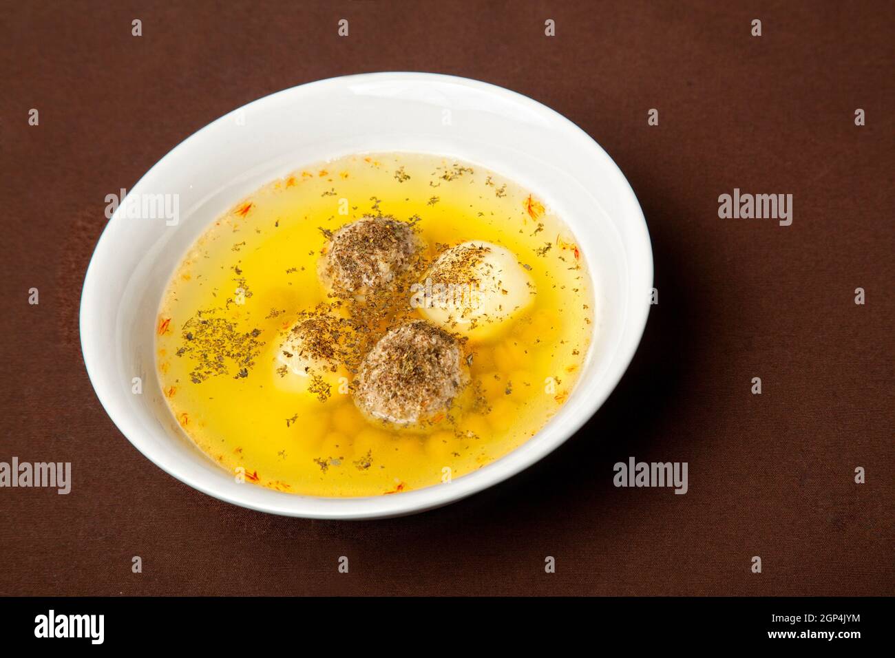 Hot soup with meat and vegetables. Traditional Russian meat soup ...