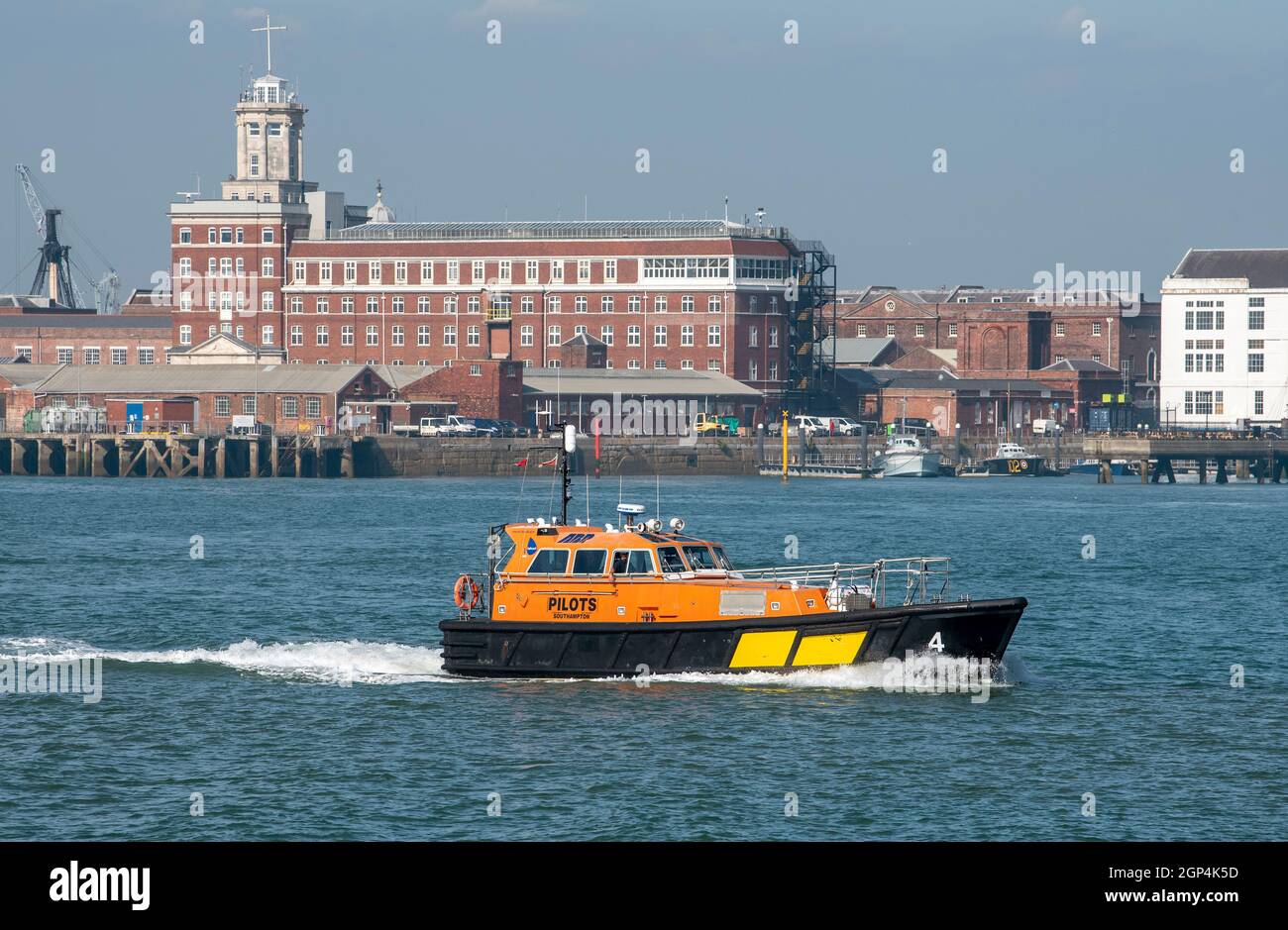 Portsmouth Harbour, England, UK. 2021. The pilot boat Halmatic Nelson ...