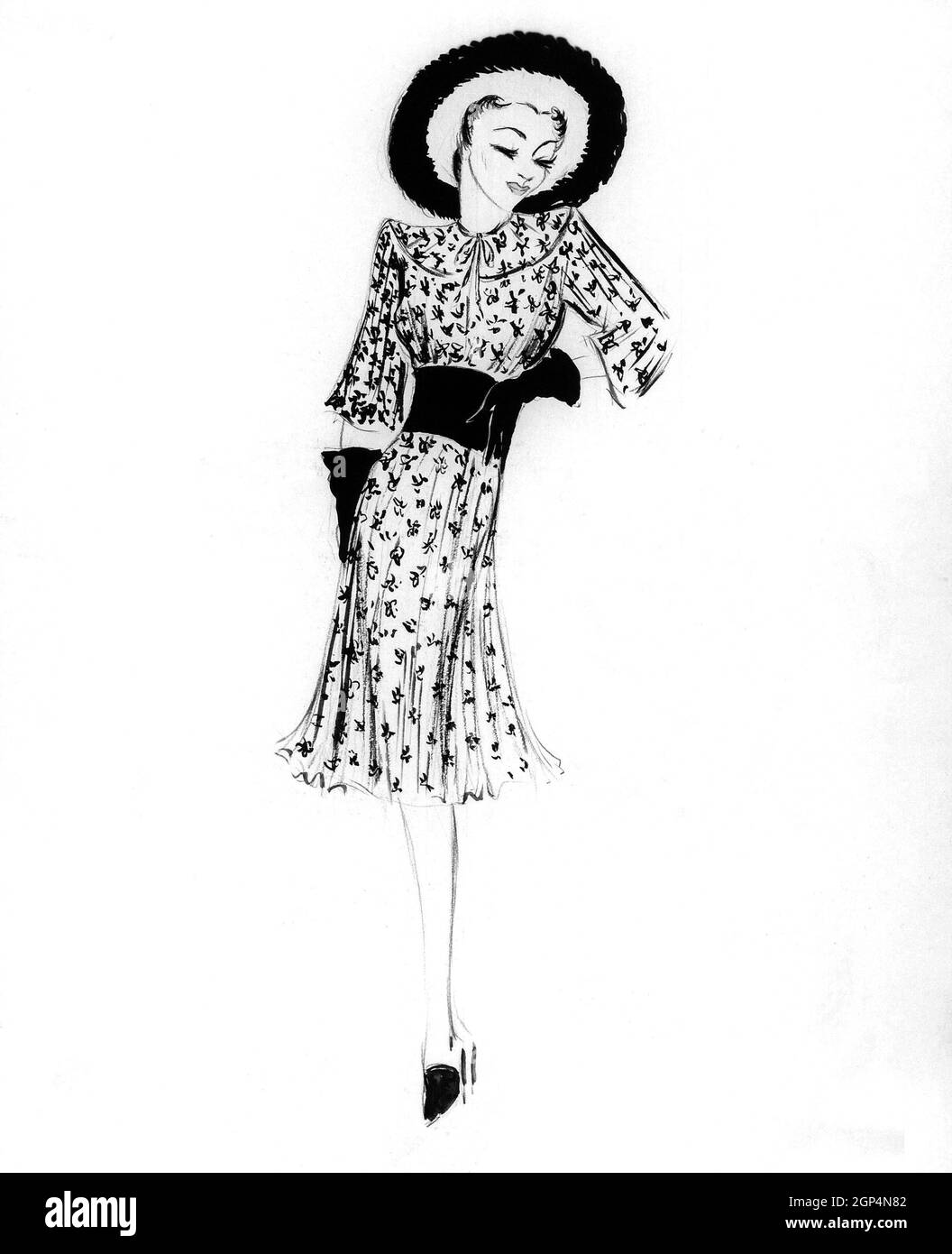 THE MAGNIFICENT FRAUD, costume sketch for Patricia Morison of a black ...