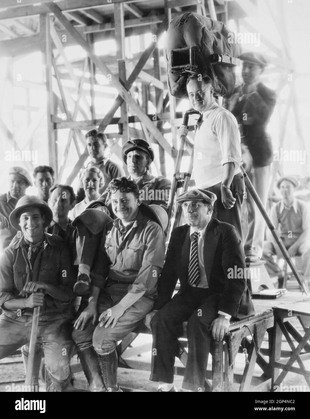 THE MASK OF FU MANCHU, front from left: Charles Starrett, Jean Hersholt ...