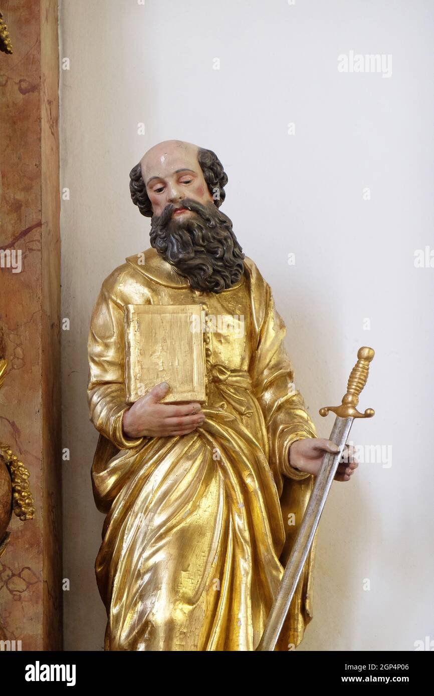 Saint Paul statue on the Beheading of John the Baptist altar in Maria ...