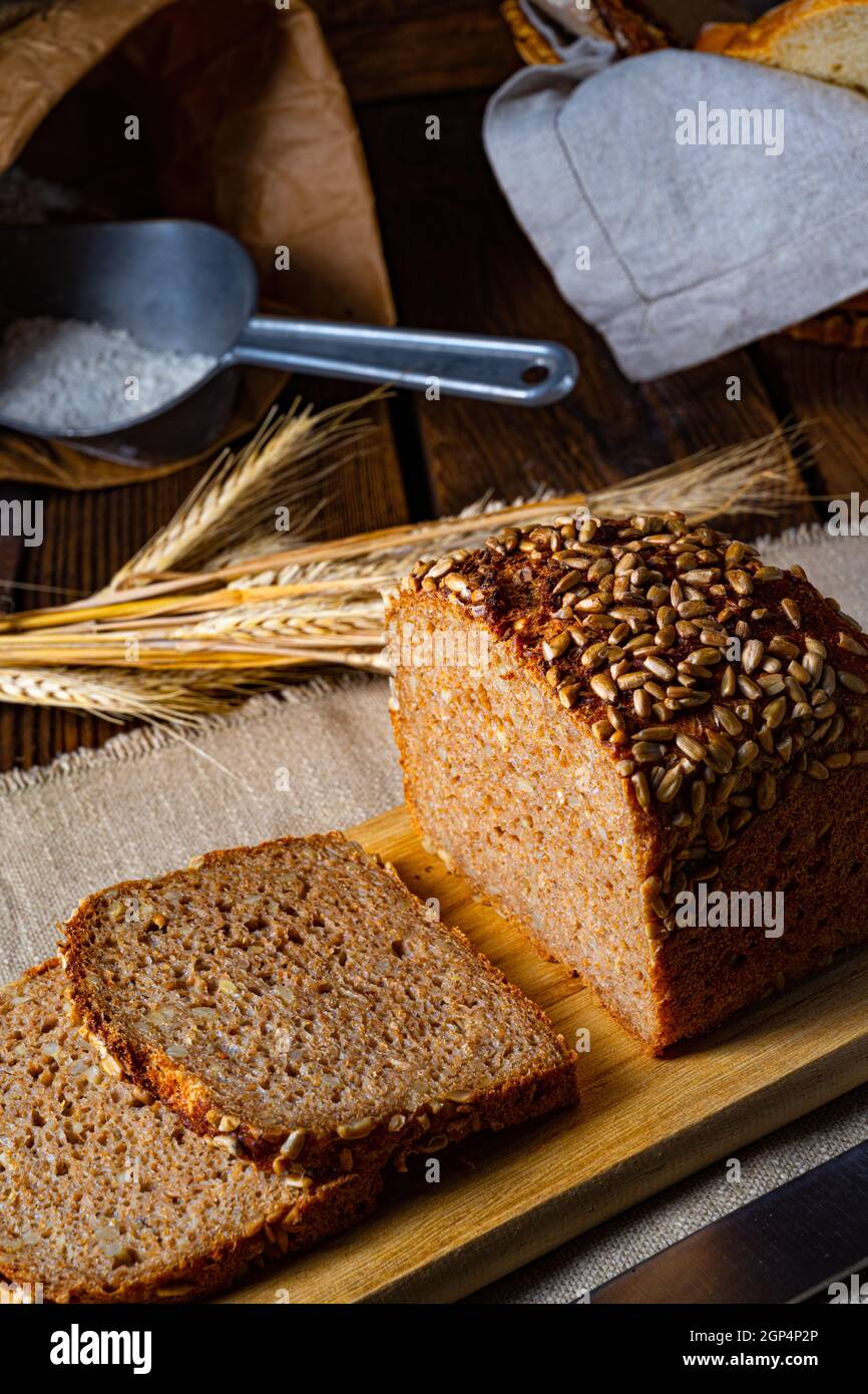 Moist wholemeal bread, crushed or ground whole grain Stock Photo - Alamy