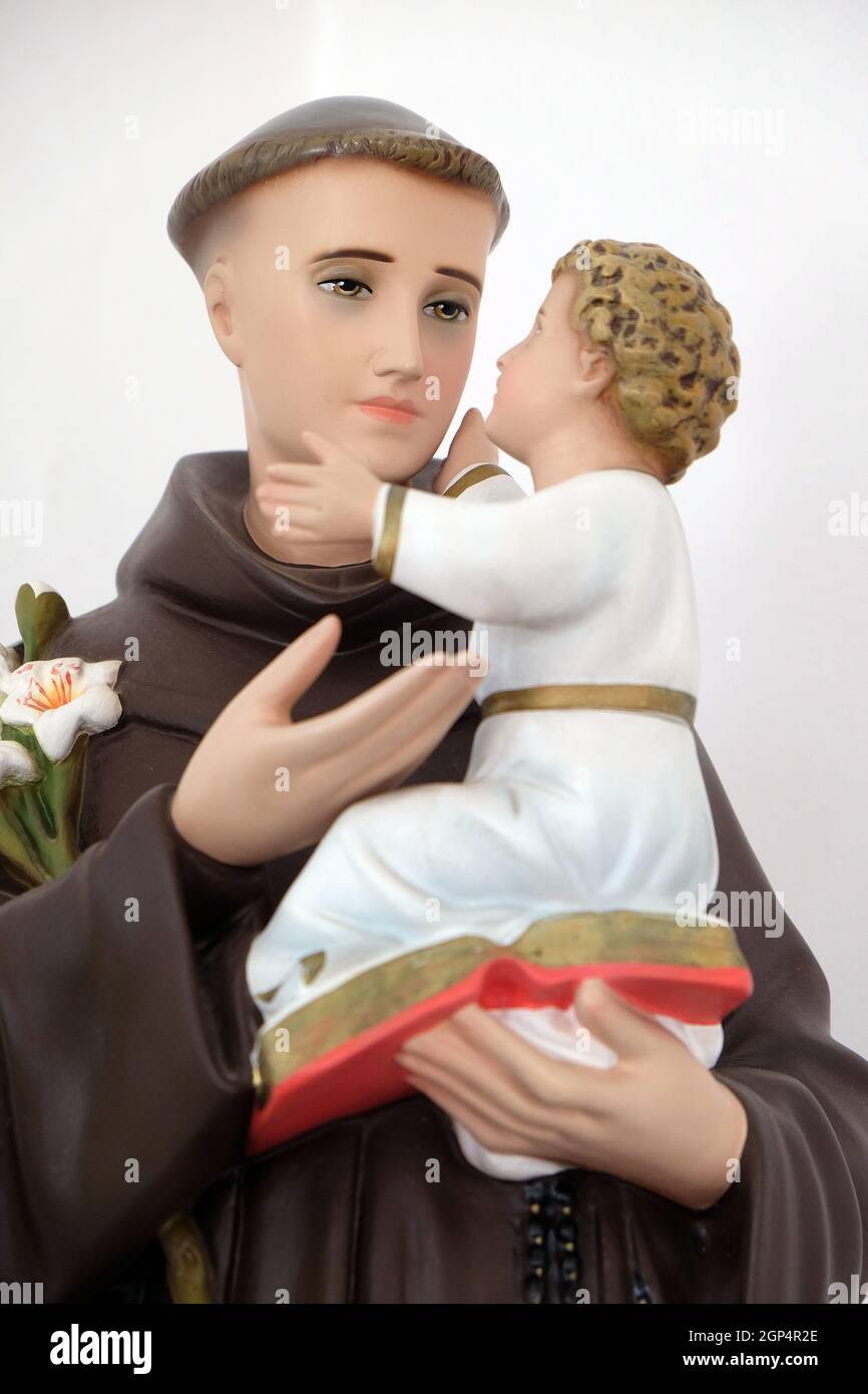 Saint Anthony of Padua holding baby Jesus, statue in the Church of ...