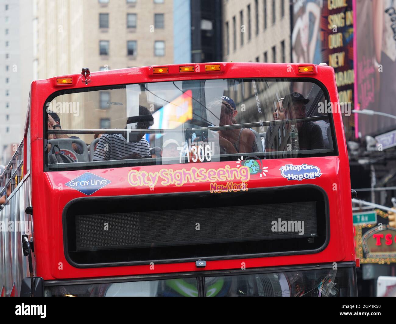 Image of a double-decker bus from the City Sightseeing tour in New York ...