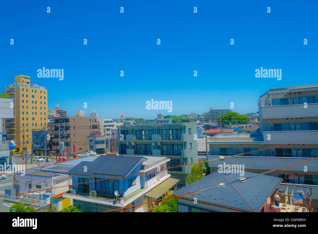 Residential area and blue sky of the Tama area. Shooting Location ...