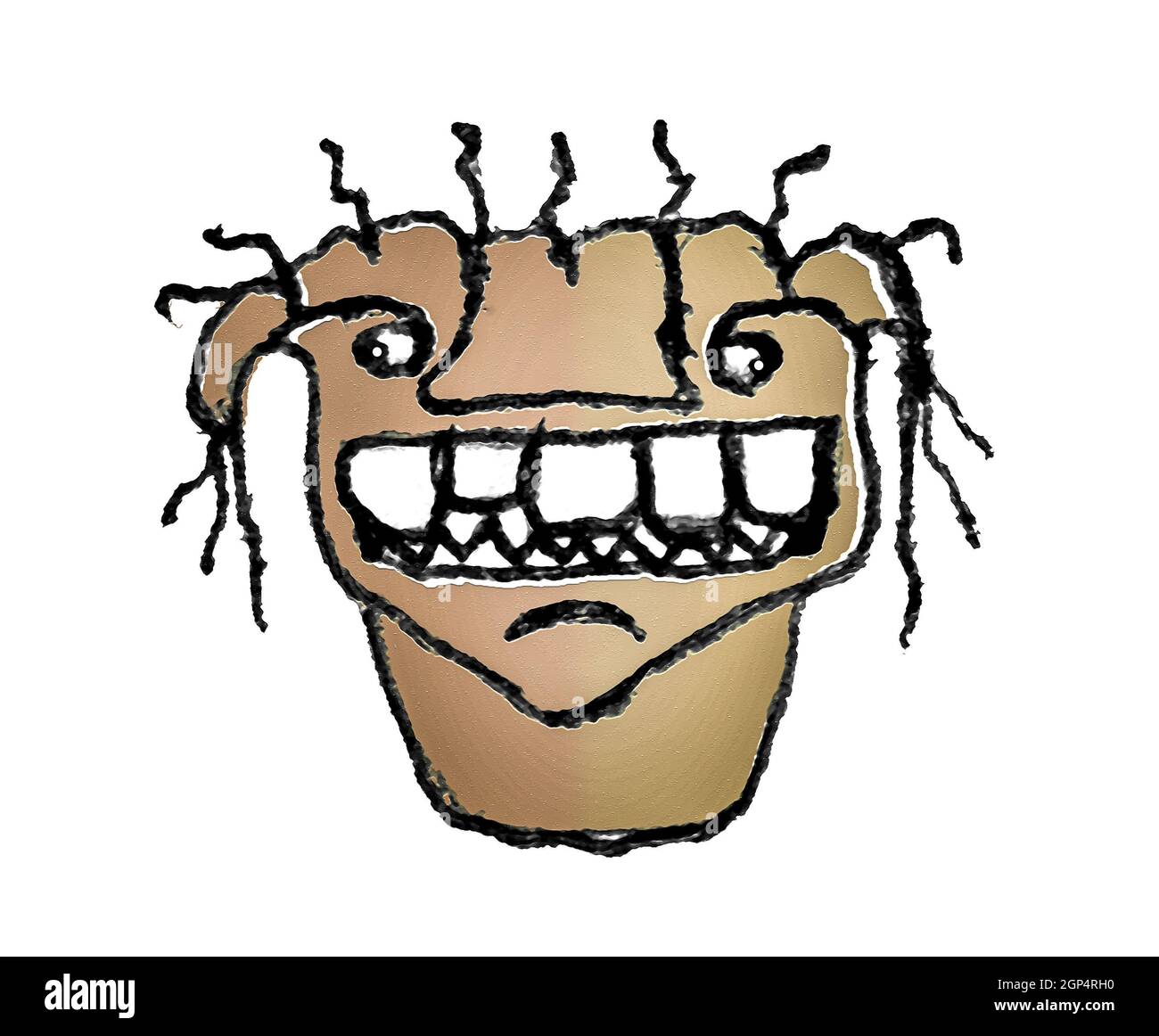 Sketchy style monster head front view isolated on white background ...