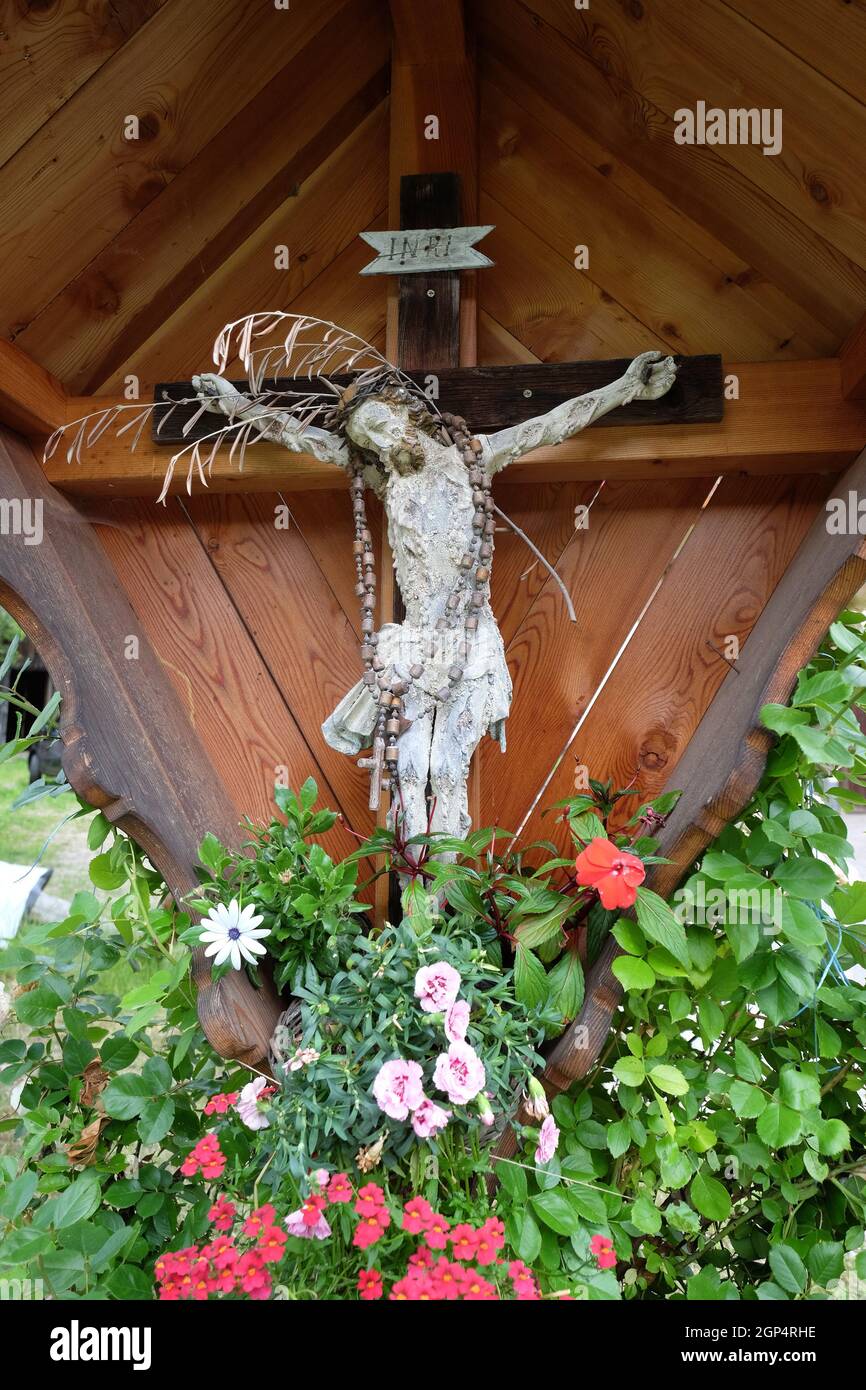 Crucifixion in Petschied village near Luson, Northern Italy Stock Photo ...