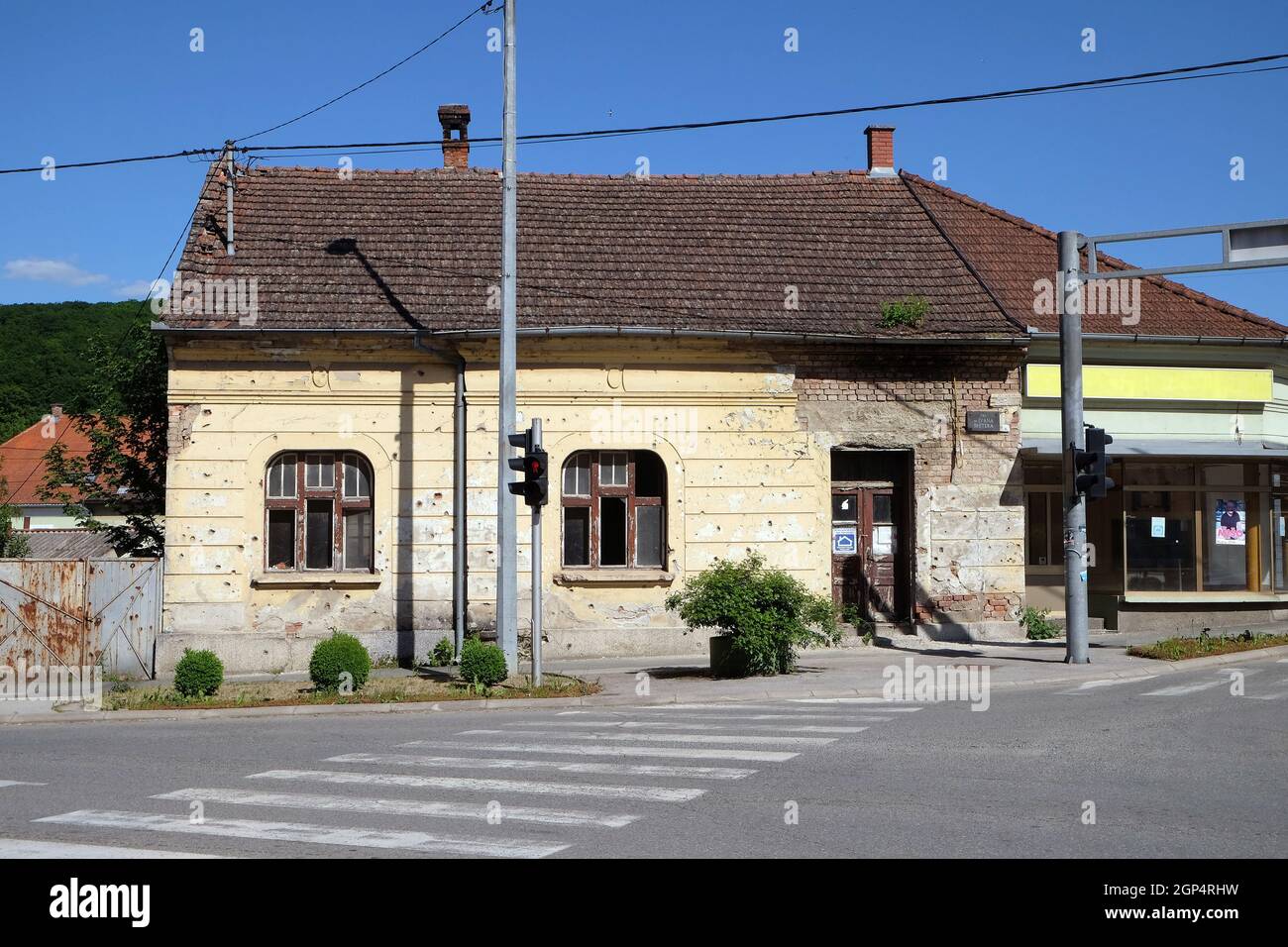 Destroyed house as war aftermath. The Croatian War of Independence was ...