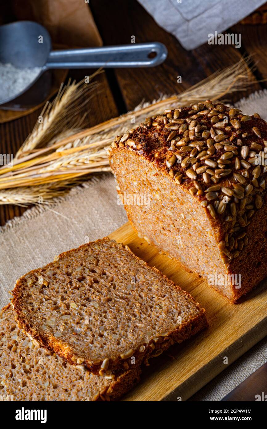 Moist wholemeal bread, crushed or ground whole grain Stock Photo - Alamy