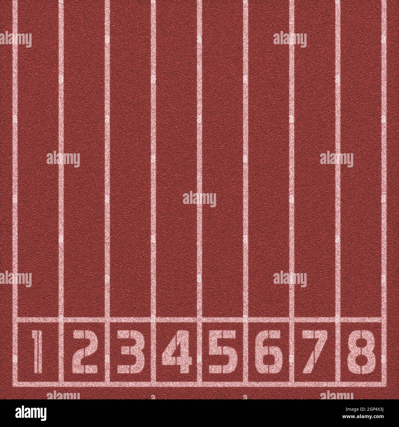 Running track from the top view showing the eight lanes. Flat and ...