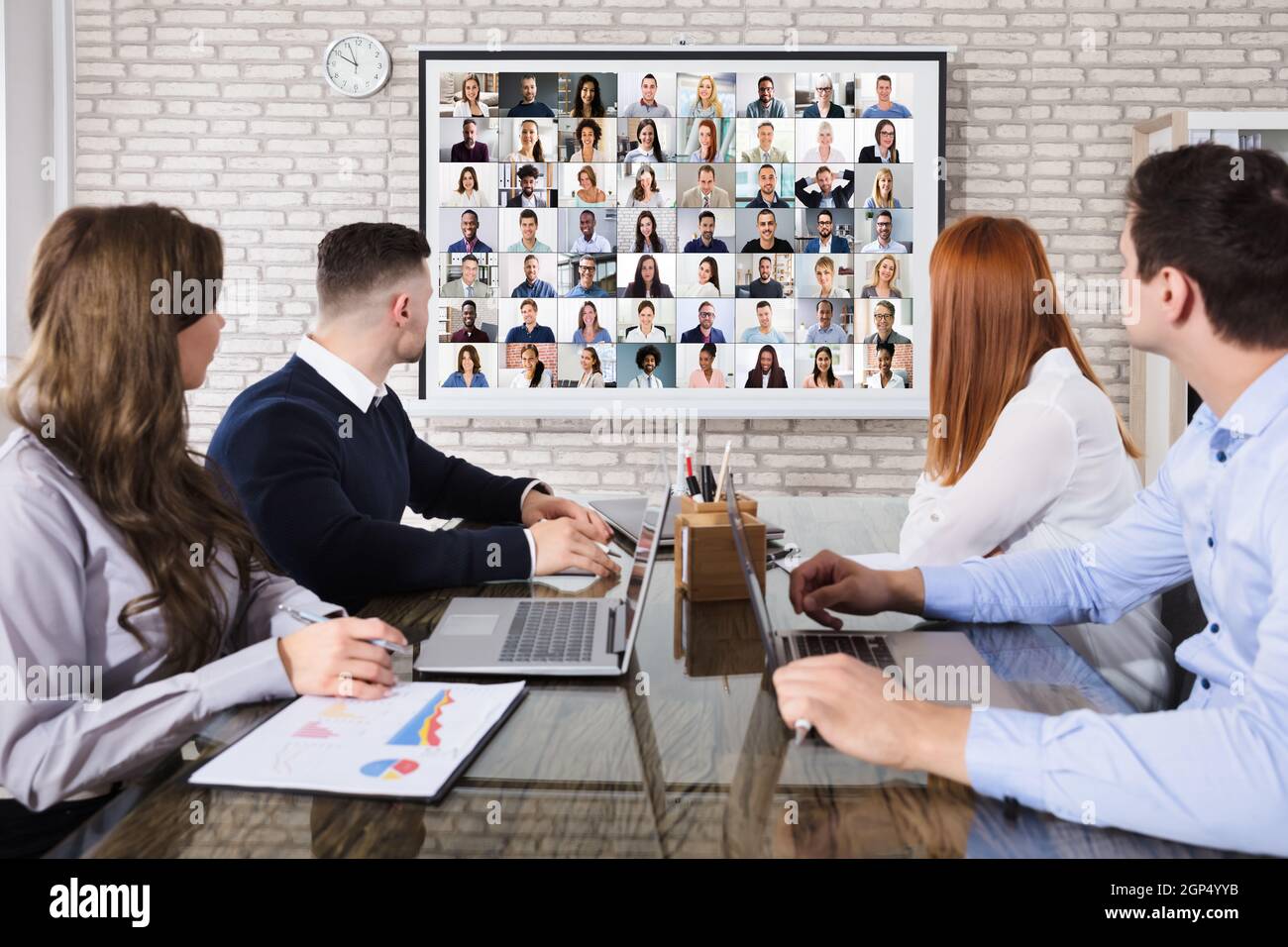 Online Video Conference Call In Meeting Meeting Stock Photo - Alamy