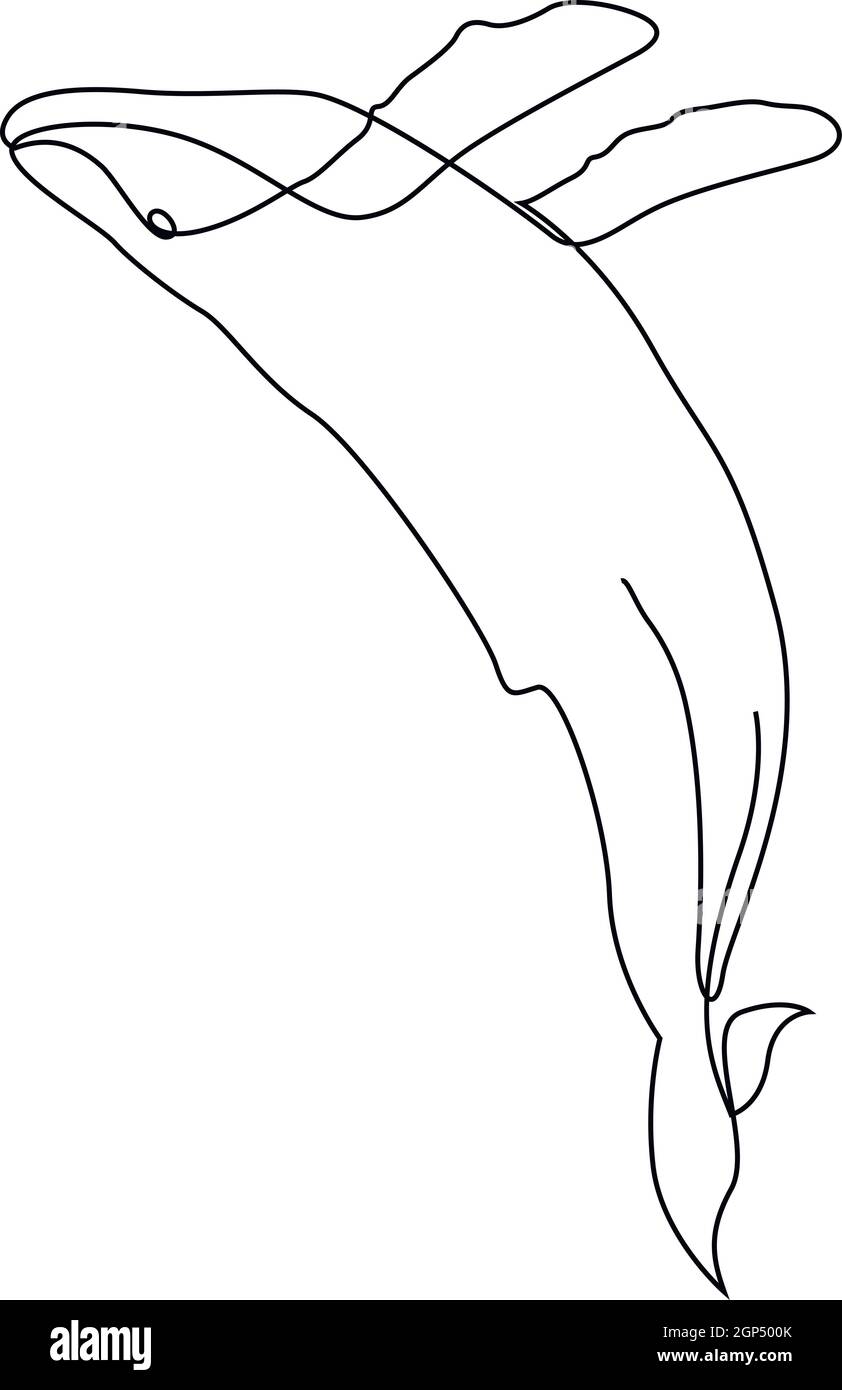 One line whale design silhouette. Hand drawn minimalism style vector ...