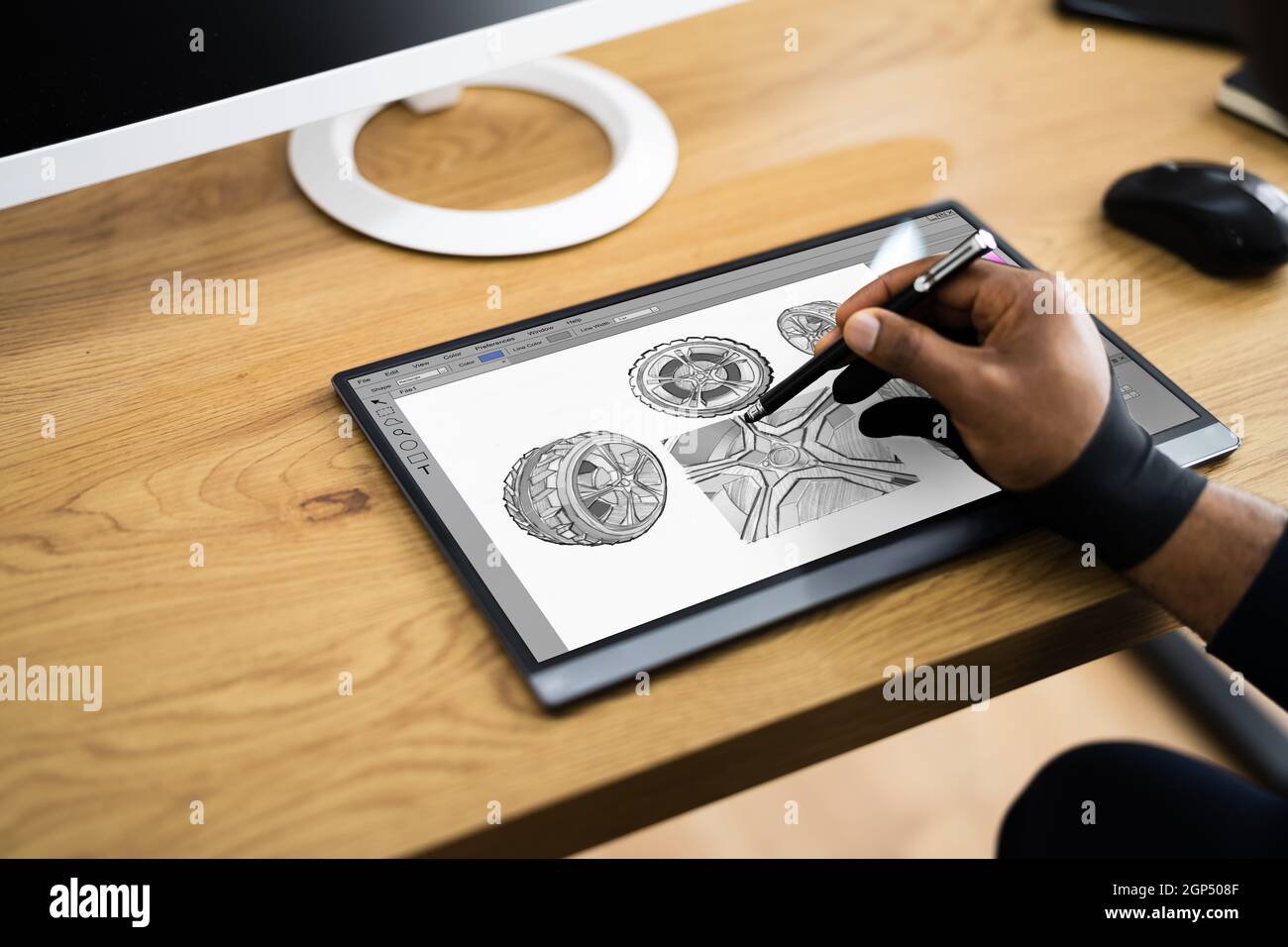 African American Man Using Graphic Tablet Painting On Screen Stock ...