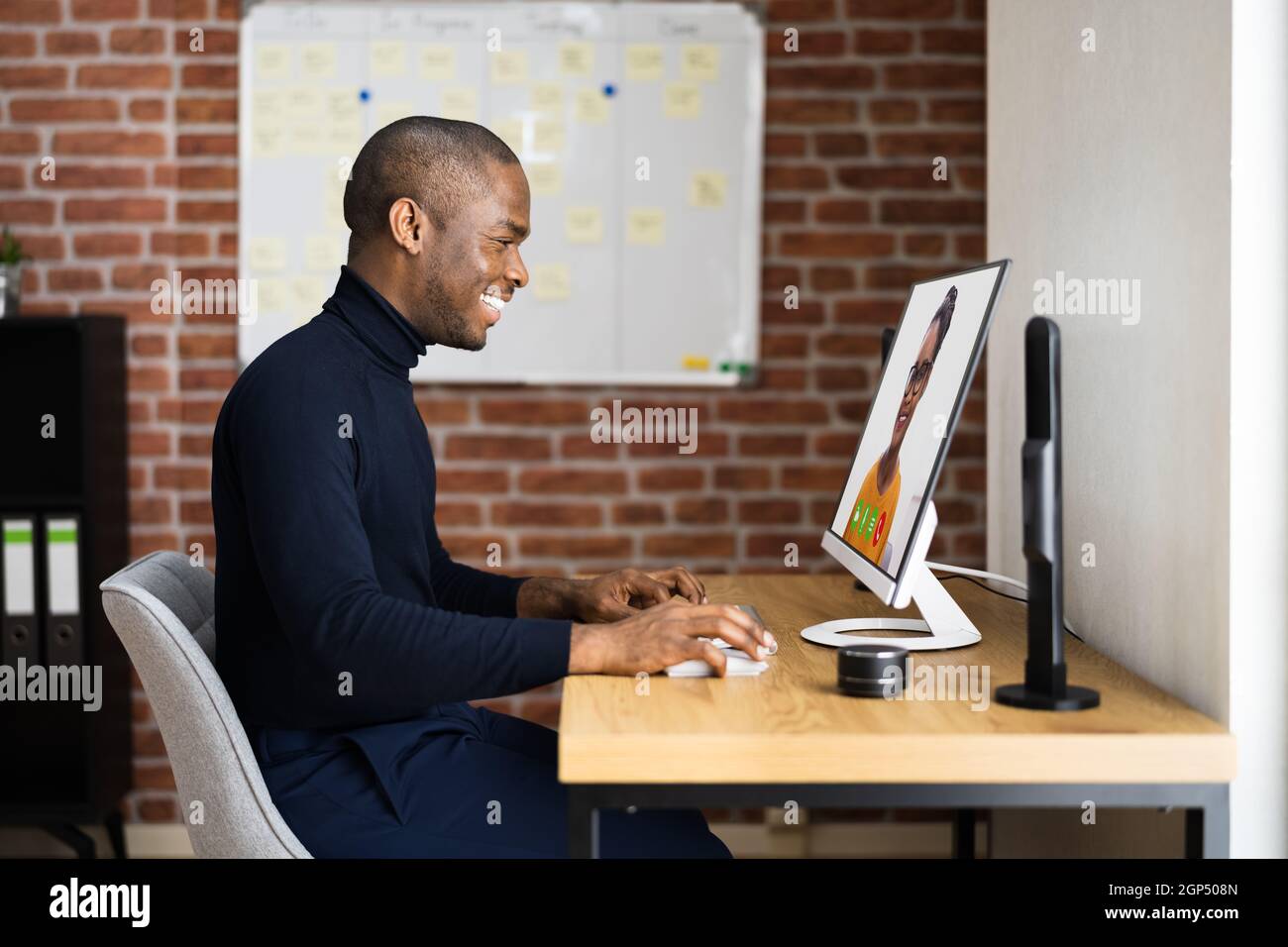 Online Video Conference Work Webinar On Desktop Stock Photo - Alamy