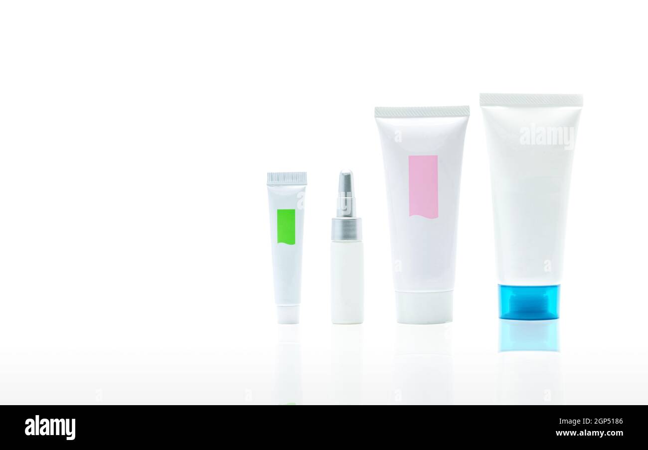 Cosmetic tube set isolated on white background. Skin care cream product ...