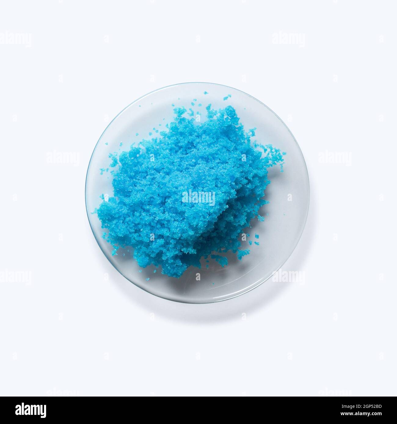 Close up inorganic chemical on white laboratory table. Copper(II ...