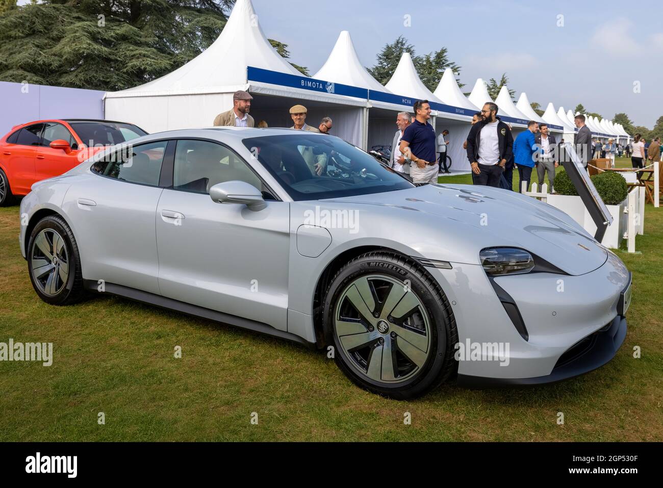 Porsche Taycan high performance all electric car on display at the ...