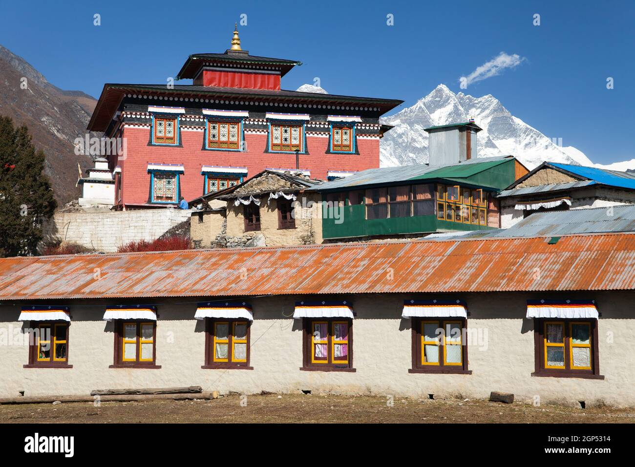 Tengboche gompa with Mount Everest and Lhotse - the best Buddhist ...