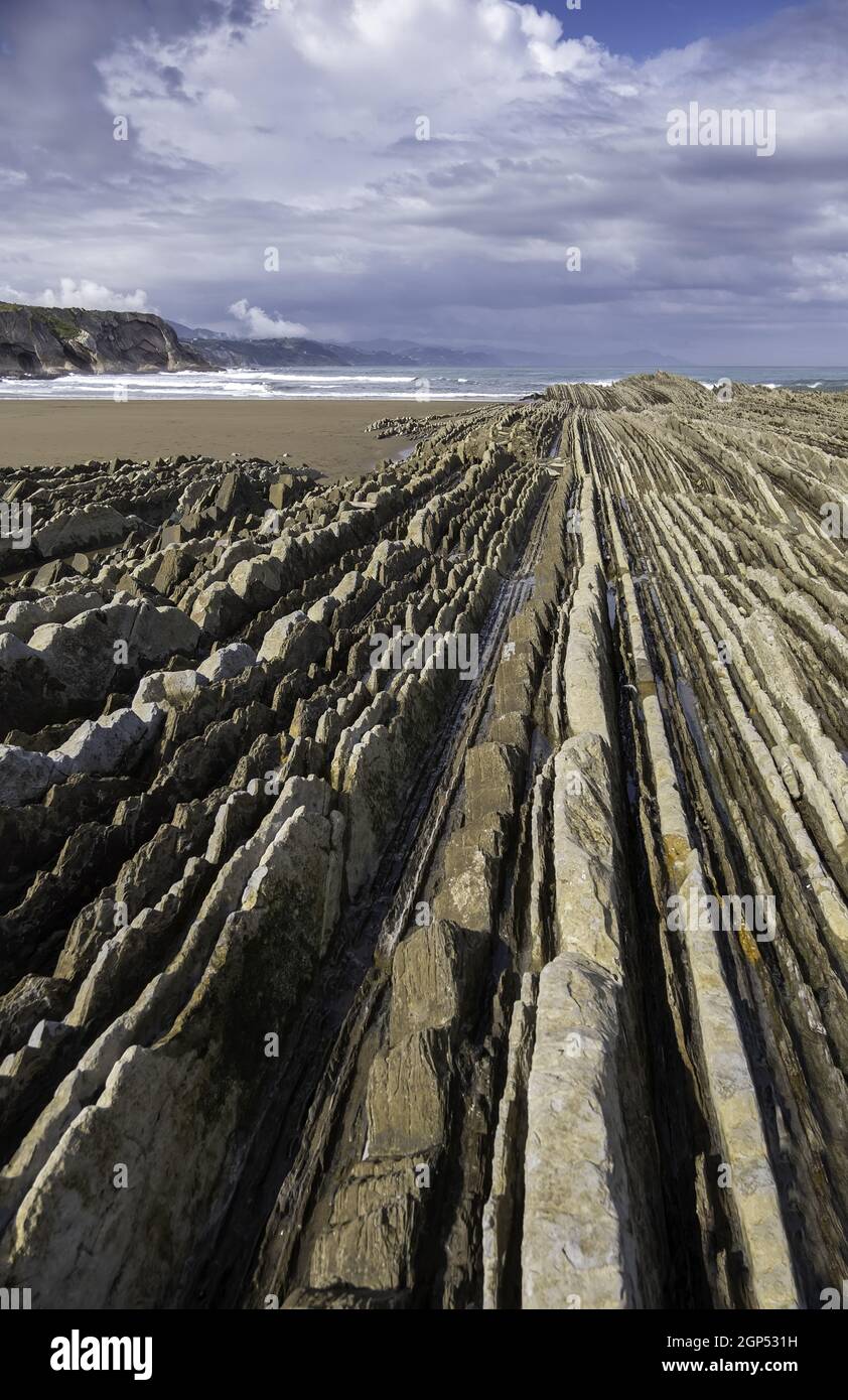 Detail of famous rock formation on a beach, erosion and nature, tourist ...