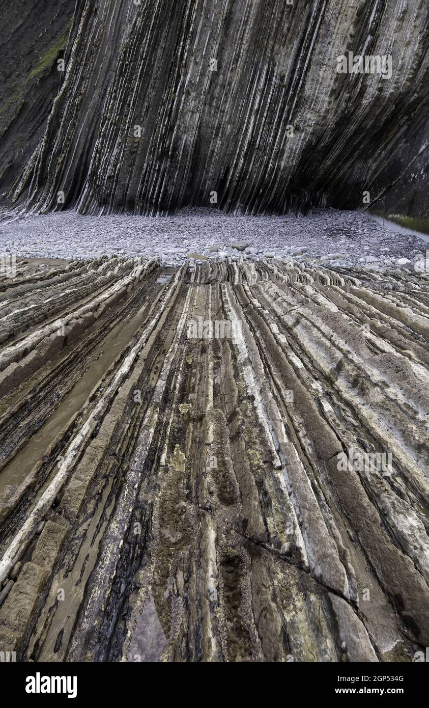 Detail of famous rock formation on a beach, erosion and nature, tourist ...