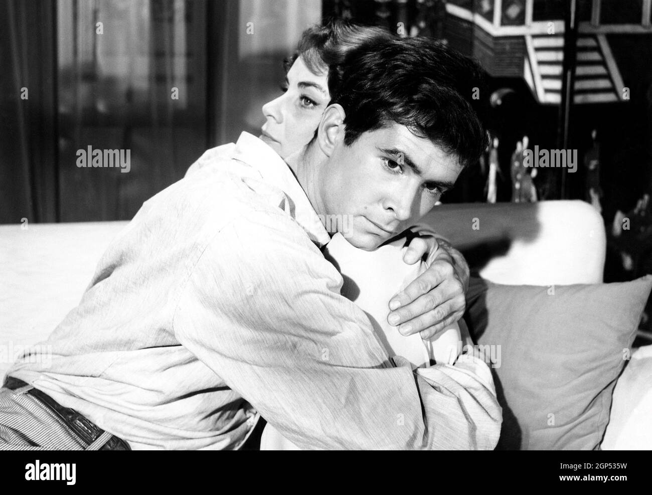 THIS ANGRY AGE, Anthony Perkins, embracing Alida Valli, 1957 Stock ...