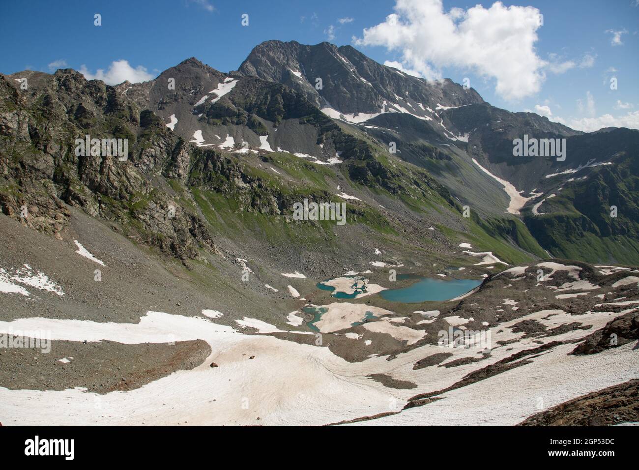 mountain lake with crystal clear blue water. Cold mountain lake in the ...