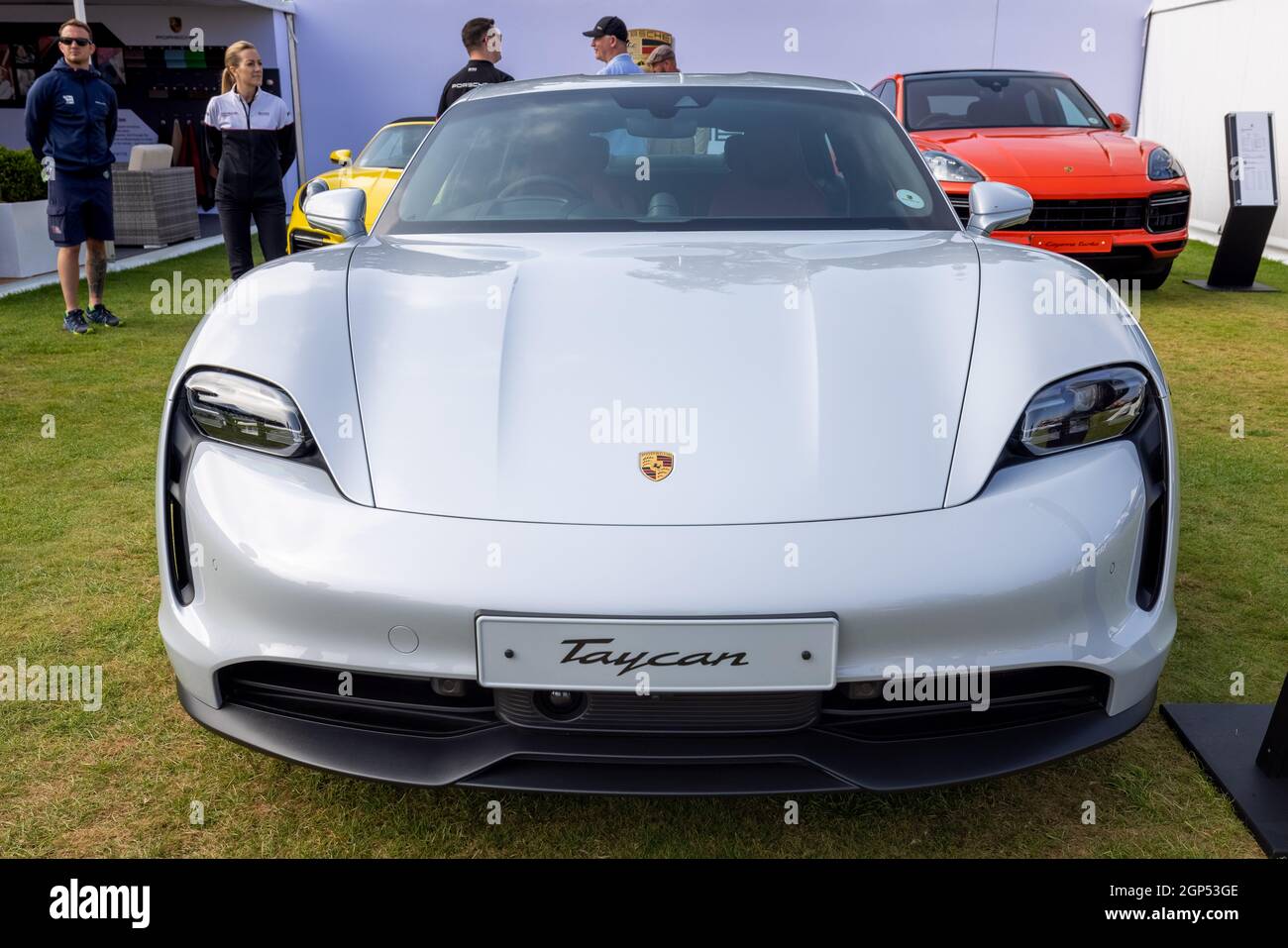 Porsche Taycan high performance all electric car on display at the ...