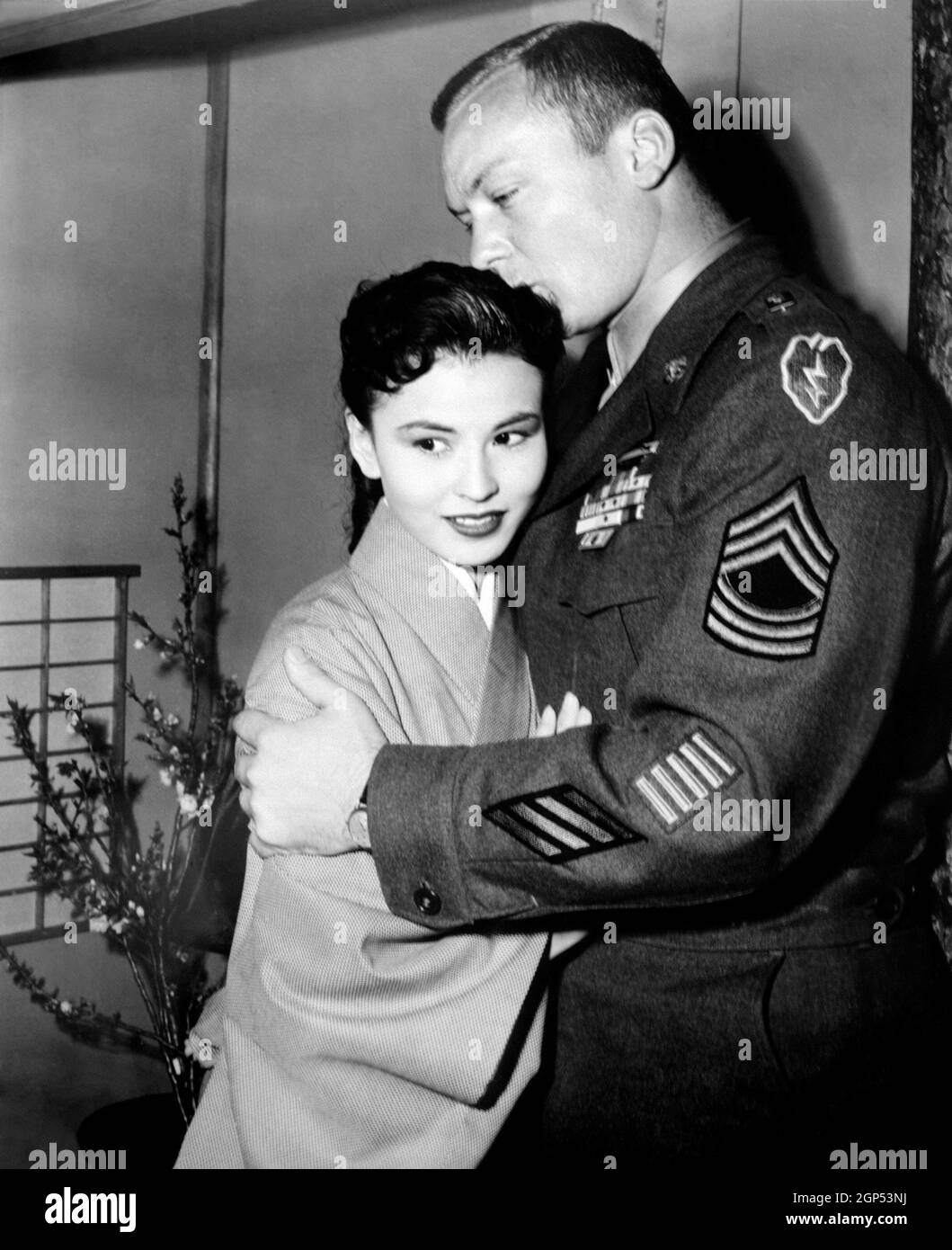 THREE STRIPES IN THE SUN, from left, Mitsuko Kimura, Aldo Ray, 1955 ...