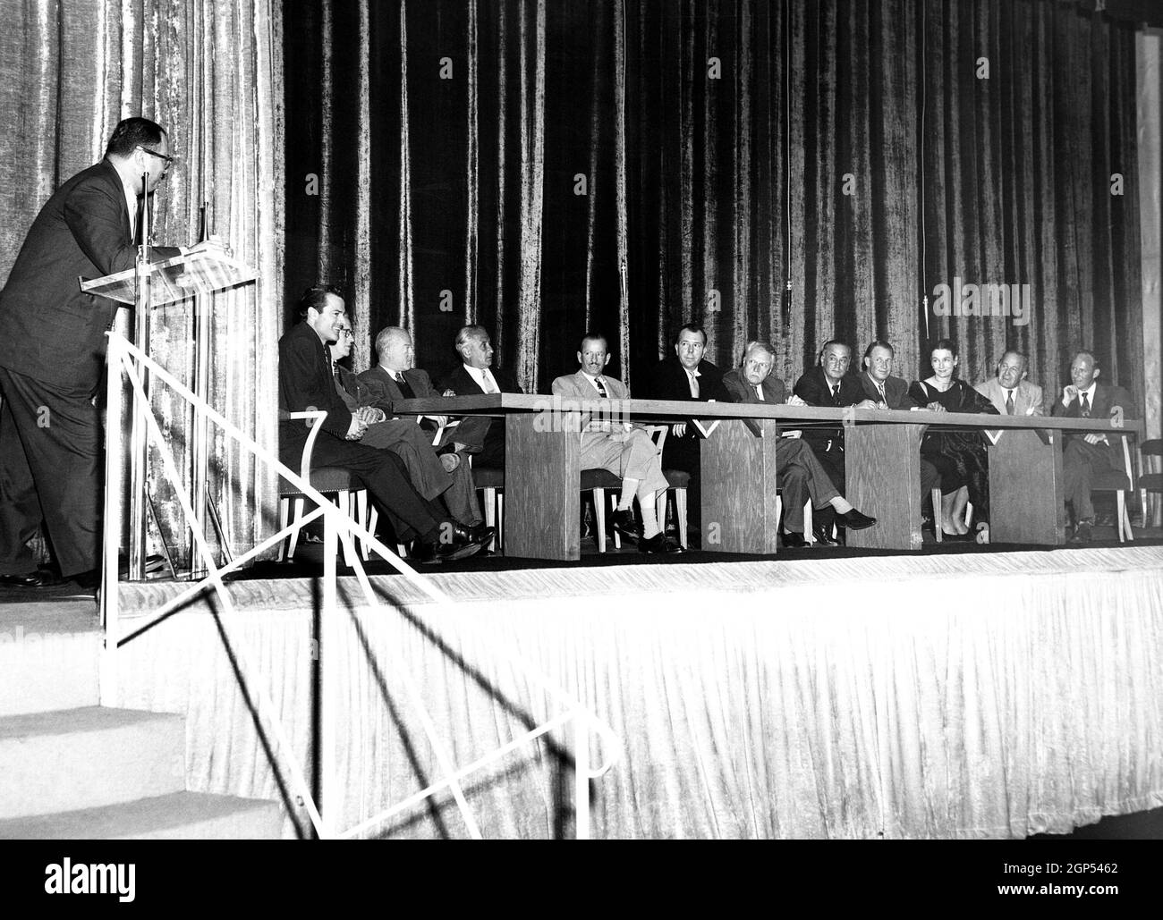 TITANIC, at a forum on the film, from left, producer Jerry Wald, editor ...