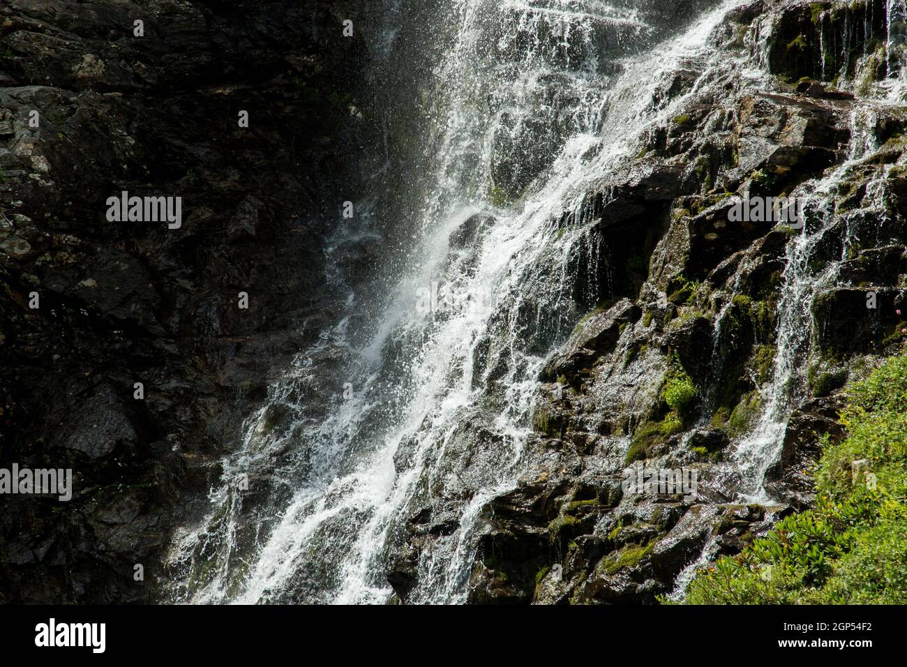 Beautiful mountain waterfall in reserve. Mountain landscape. concept ...