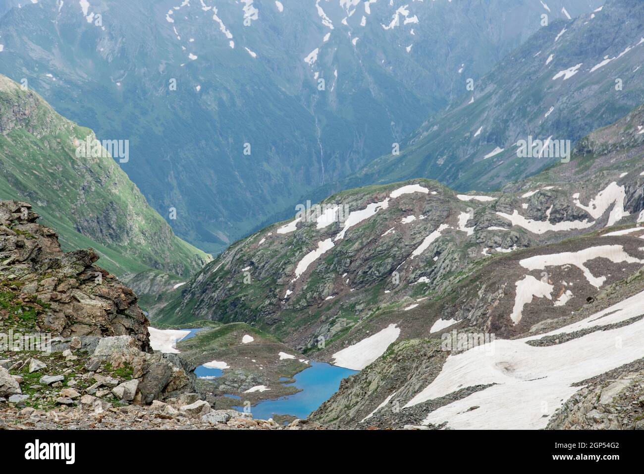 mountain lake with crystal clear blue water. Cold mountain lake in the ...