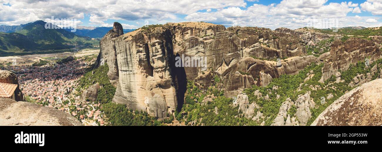 Christian monastery building on top of a hill in Meteora, Greece. World ...