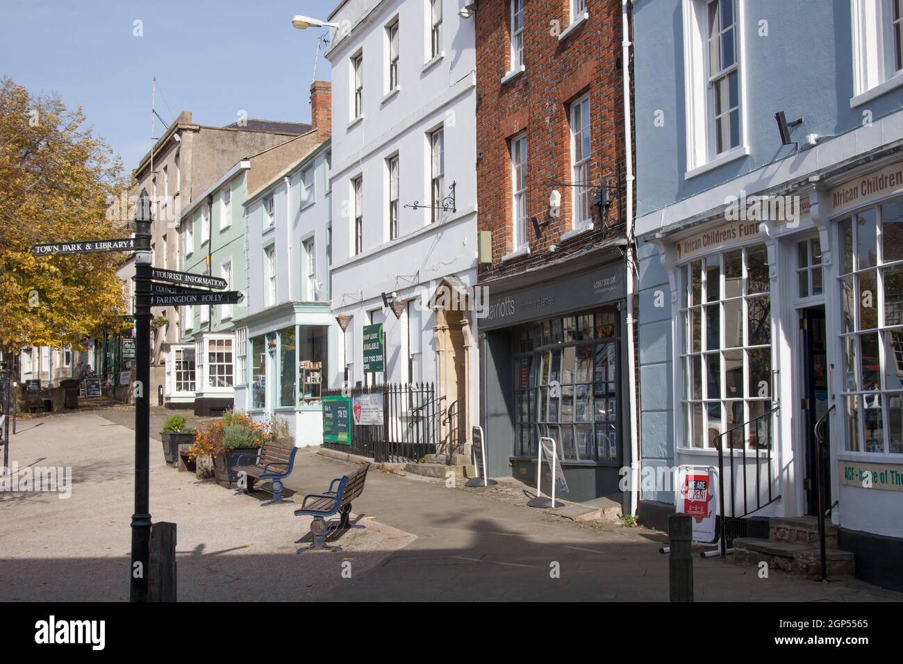 Views of shops and businesses in Faringdon town centre in Oxfordshire ...