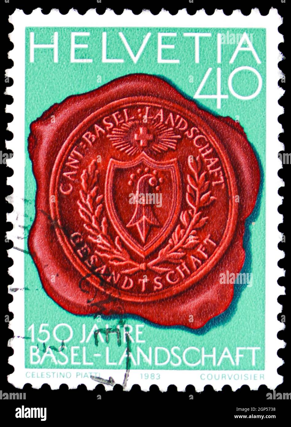 MOSCOW, RUSSIA - AUGUST 5, 2021: Postage stamp printed in Switzerland ...