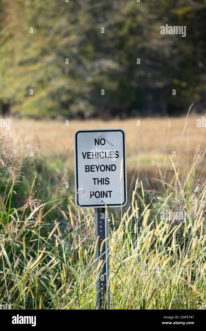 No Vehicles beyond This Point sign in nature Stock Photo - Alamy