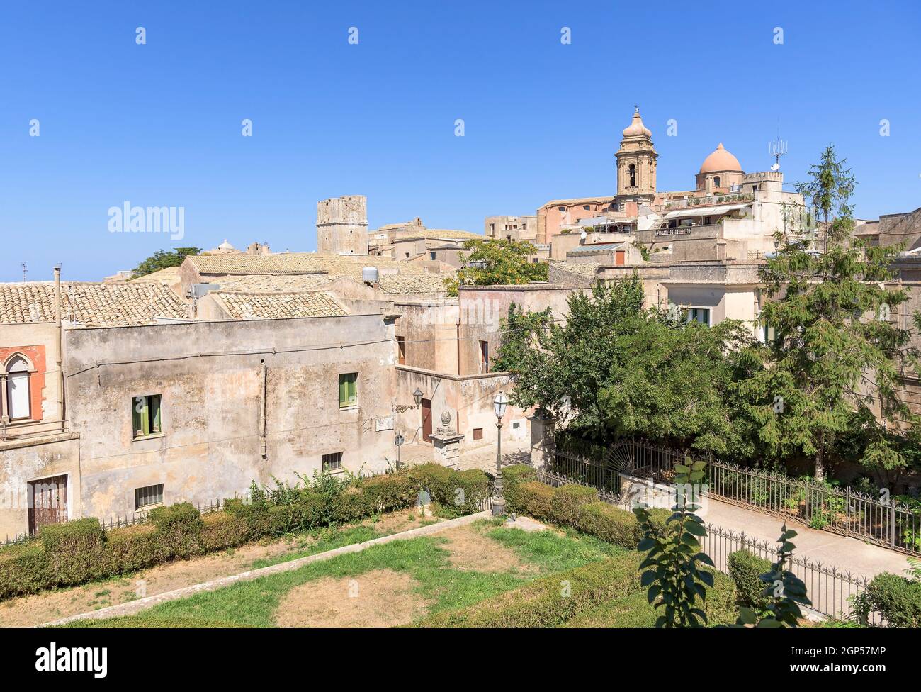 Historic architecture of Erice town on Sicily, Italy Stock Photo - Alamy