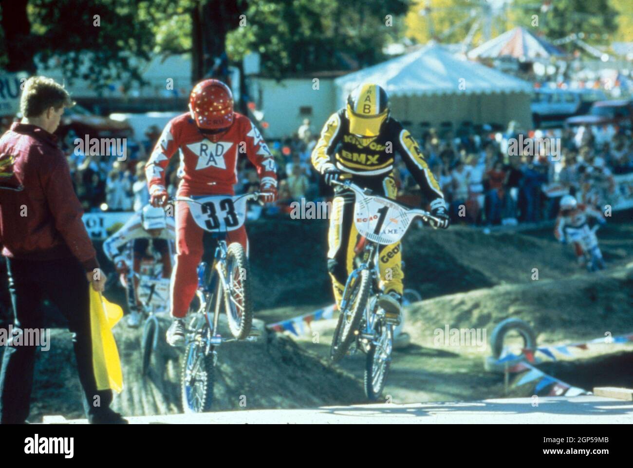 RAD, Bill Allen (No. 33), Bart Conner (No. 1), 1986. © TriStar Pictures ...