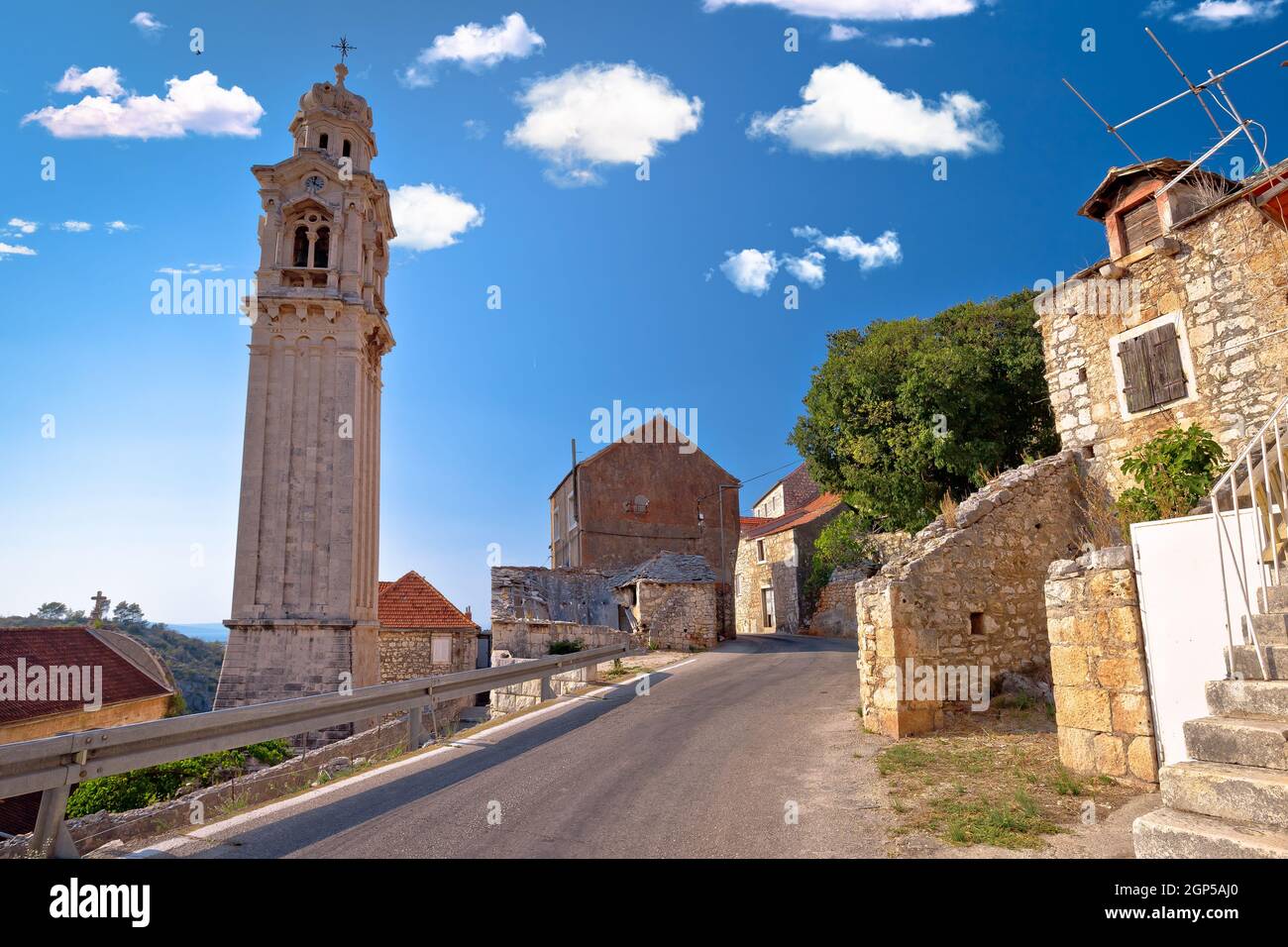 Village of Lozisca on Brac island stone street view, Dalmatia region of ...